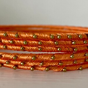Six Silk Thread Bangles Indian Bangles Stack Various Colours and Sizes ...