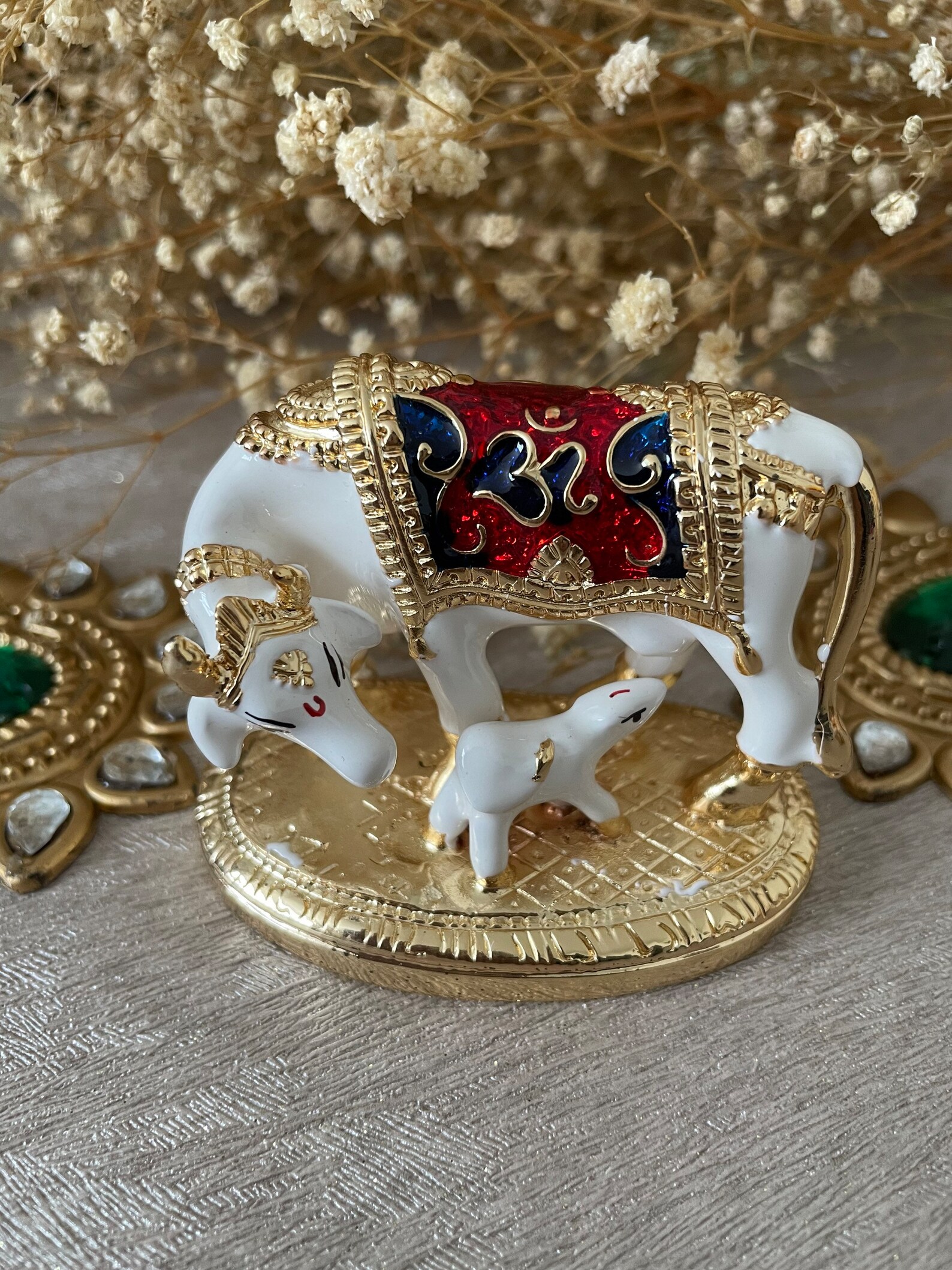 Kamdhenu Cow and Calf Figurine: Diwali Pooja, Shri Krishna, Govinda - Etsy
