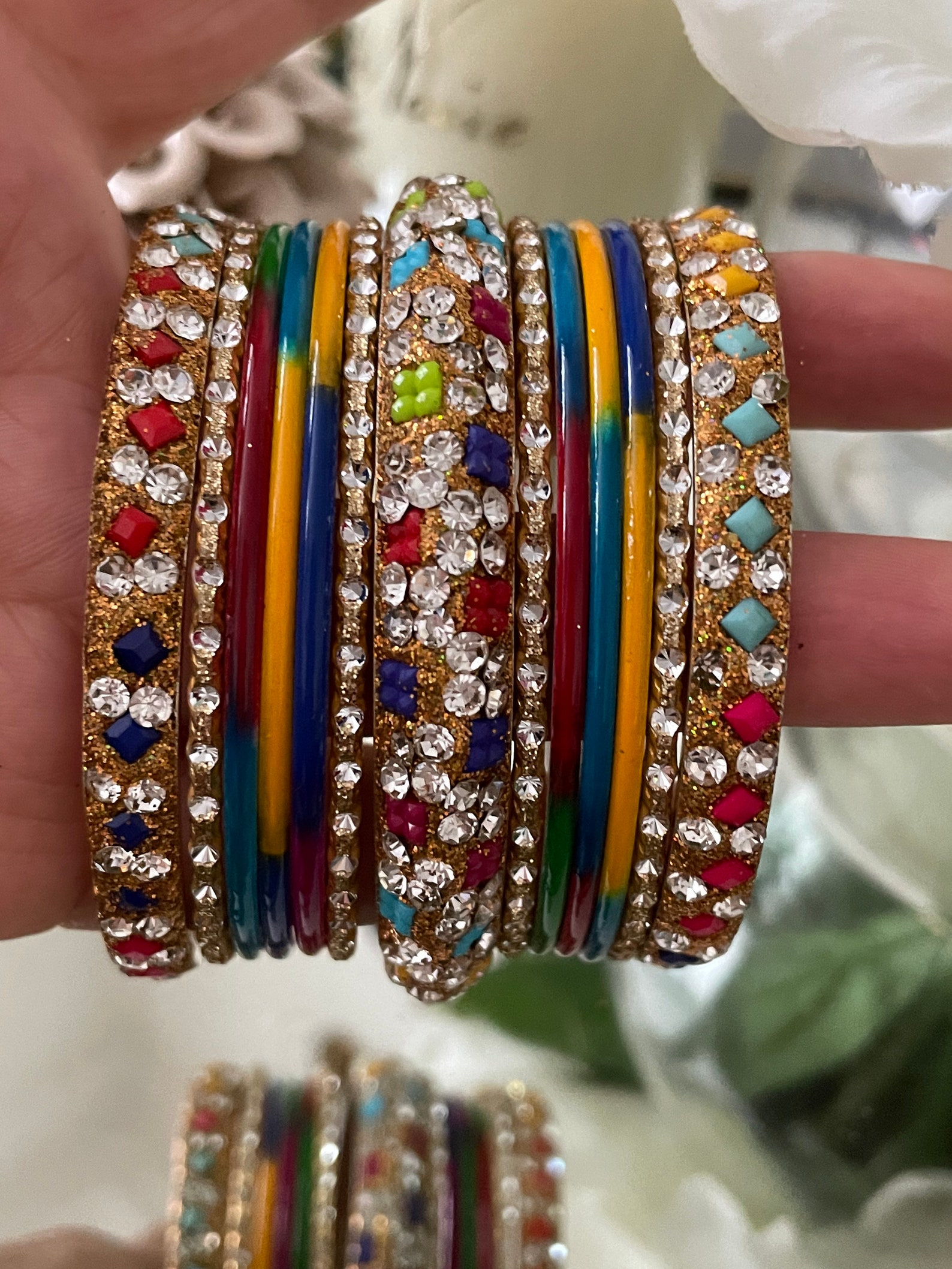 Multi Indian Bangle Stack Jewellery Bangles Set With Jewelled Kangans ...