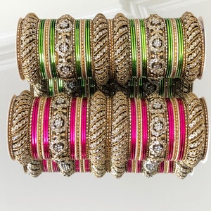 Indian Bangles Jewellery Diamanté Full Bridal Long Set Rajwada Style ...