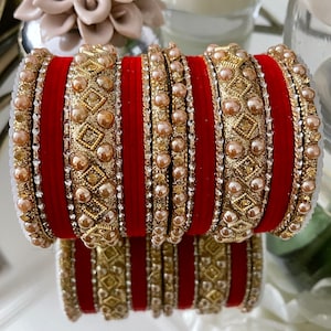 Indian Jewellery Bangles Stack Jewellery Velvet Metal Bangles Broad ...