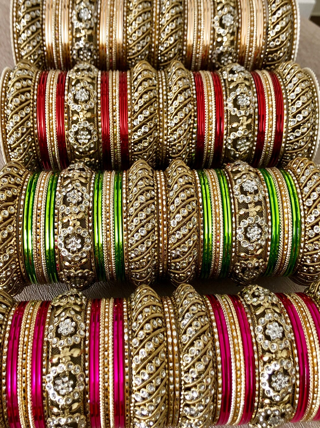 Indian Bangles Jewellery Diamanté Full Bridal Long Set Rajwada Style ...