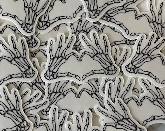 Skull & Bones Heart Sign Sticker Skeleton Heart Hands Sticker Water ...