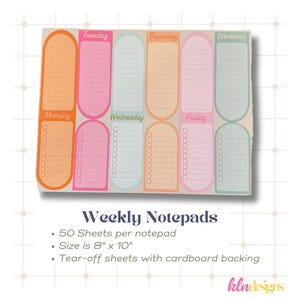 Weekly Planner Notepad | to Do List Notepad | 50 Sheet Planner ...