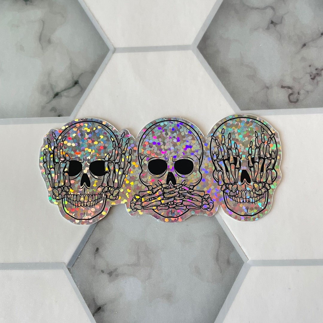 Holographic Skulls Sticker | Hear No Evil, Speak No Evil, See No Evil ...
