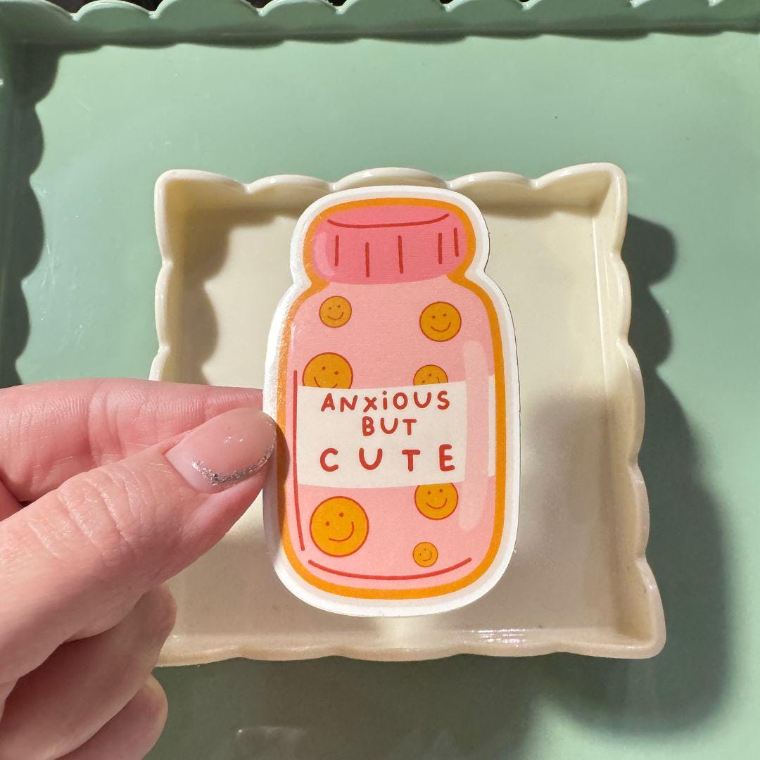 Anxious but Cute, Cute Sticker, Anxious Sticker, Positivity Sticker ...