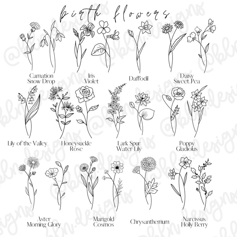 Custom Birth Flower Print | 2-8 Birth Flower Grouping | Customizable ...