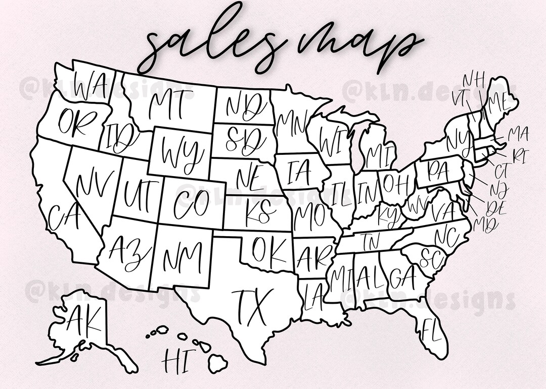 Sales Map Tracker Procreate or Printable United States - Etsy
