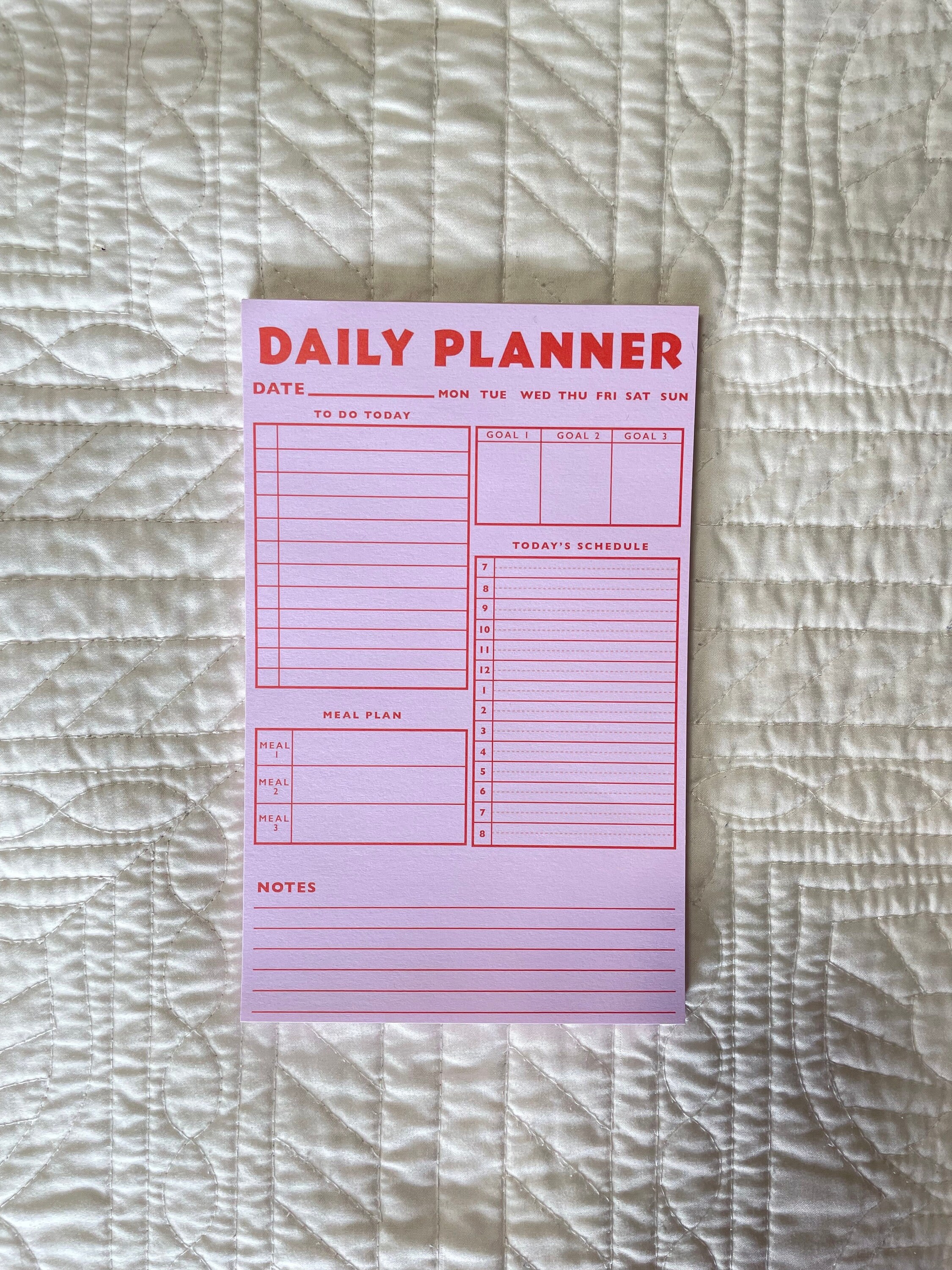 Daily Planner Notepad to Do List Notepad 50 Sheet Planner Hourly ...