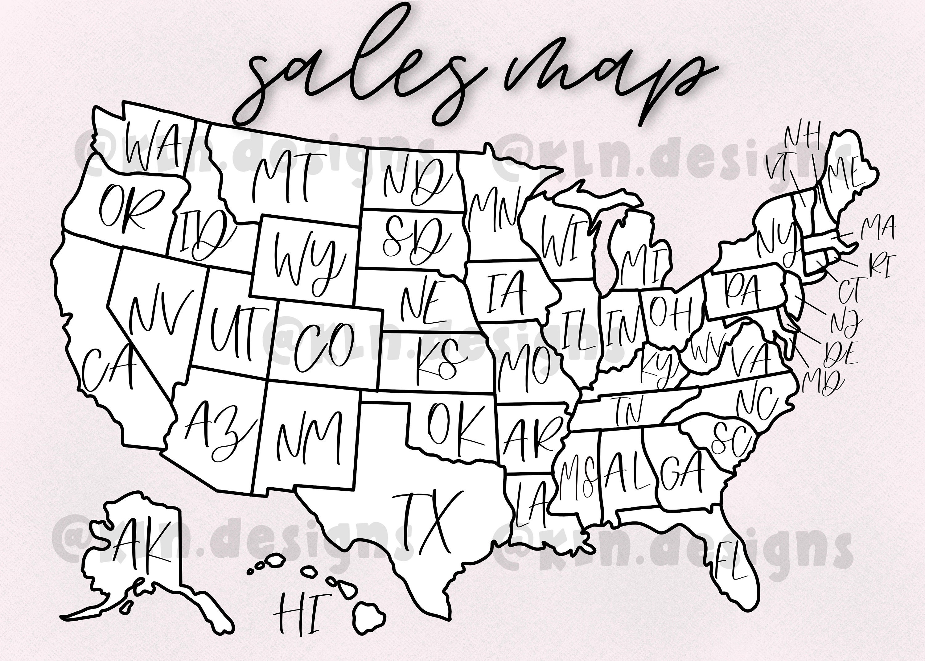 Sales Map Tracker | Procreate or Printable | United States | Etsy Sales ...