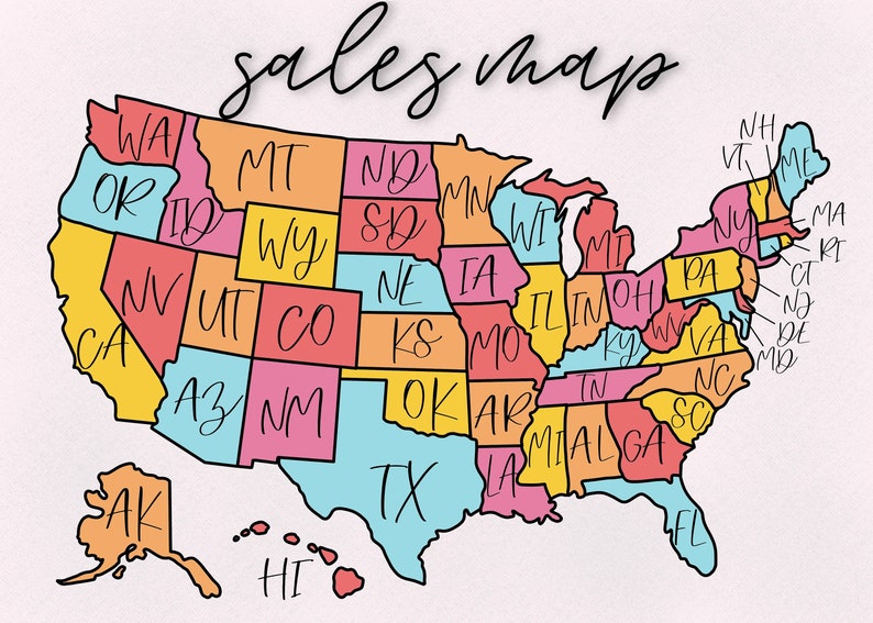 Sales Map Tracker Procreate or Printable United States - Etsy