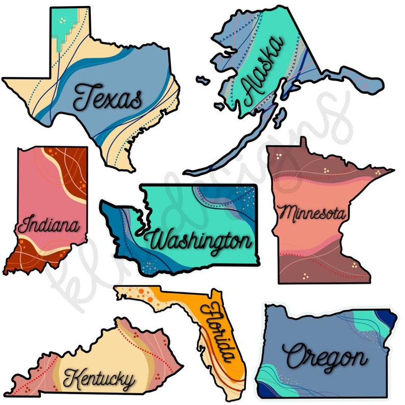 United States Stickers | State Stickers | Decals | 50 States | State ...