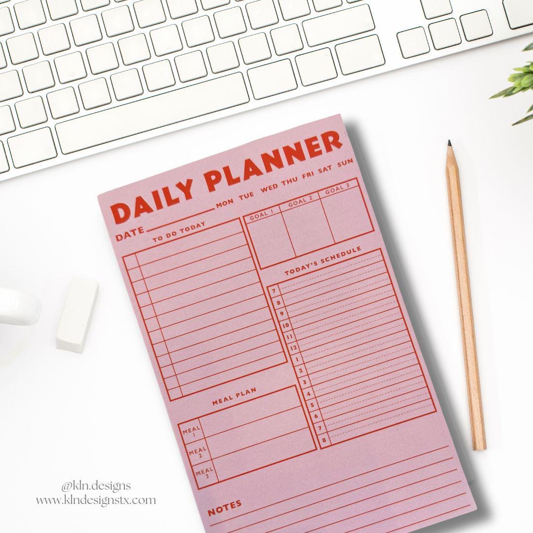 Daily Planner Notepad | to Do List Notepad | 50 Sheet Planner | Hourly ...