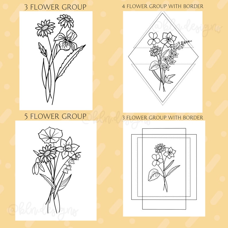 Custom Birth Flower Print | 2-8 Birth Flower Grouping | Customizable ...