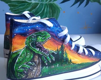 Dinosaur Painted Shoes - Etsy