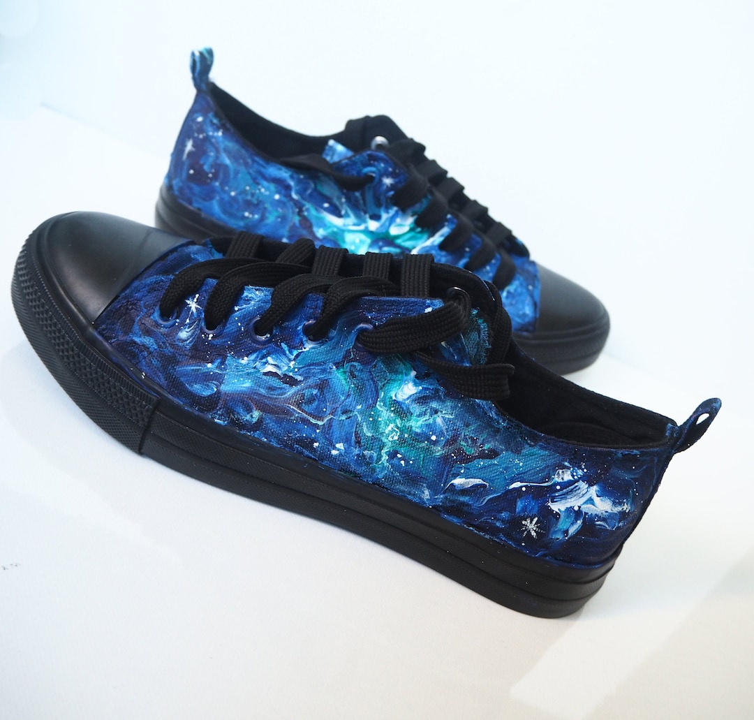 Custom Blue Galaxy Low Top Shoes: Hand-painted Celestial Sneakers - Etsy