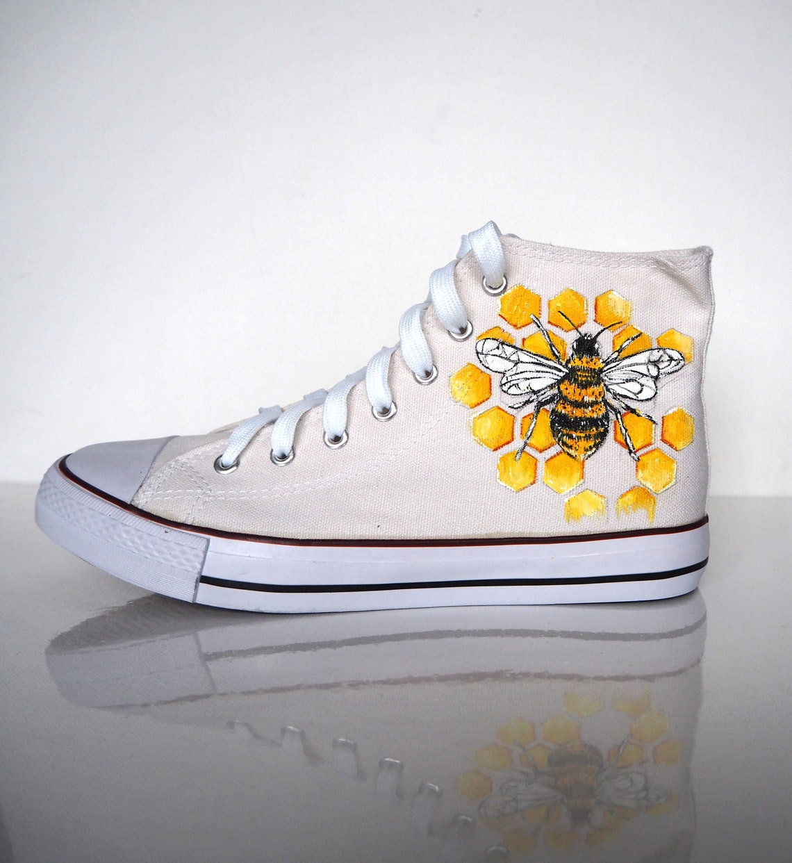 Custom hand painted Honey Bee shoes bee sneakers save the | Etsy