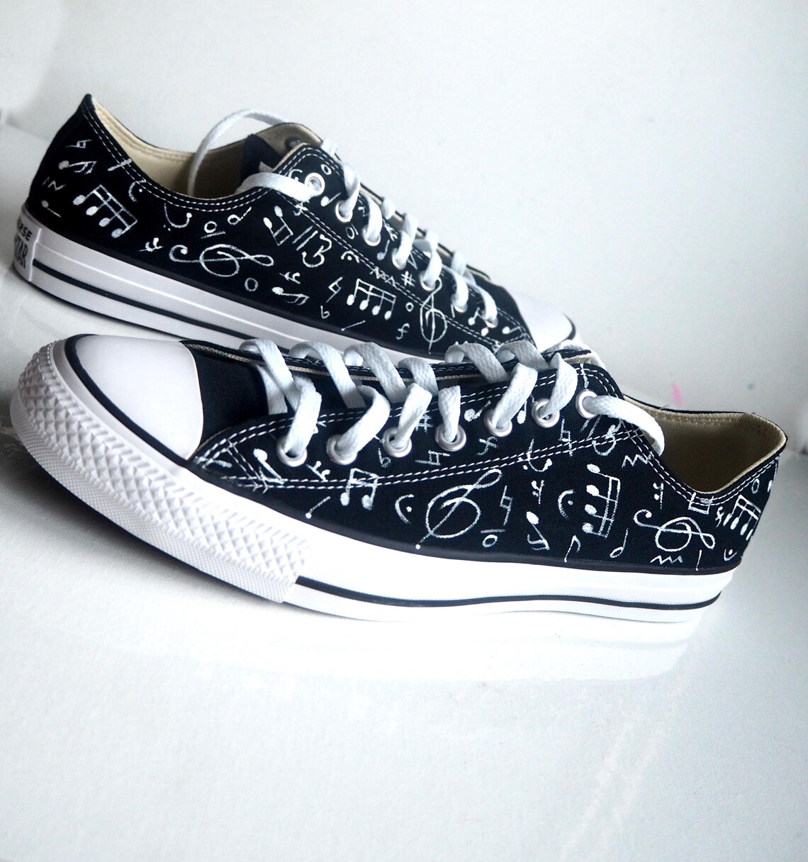Custom Hand Painted Music Notes Shoes, Piano Shoes, Pianist Gift ...
