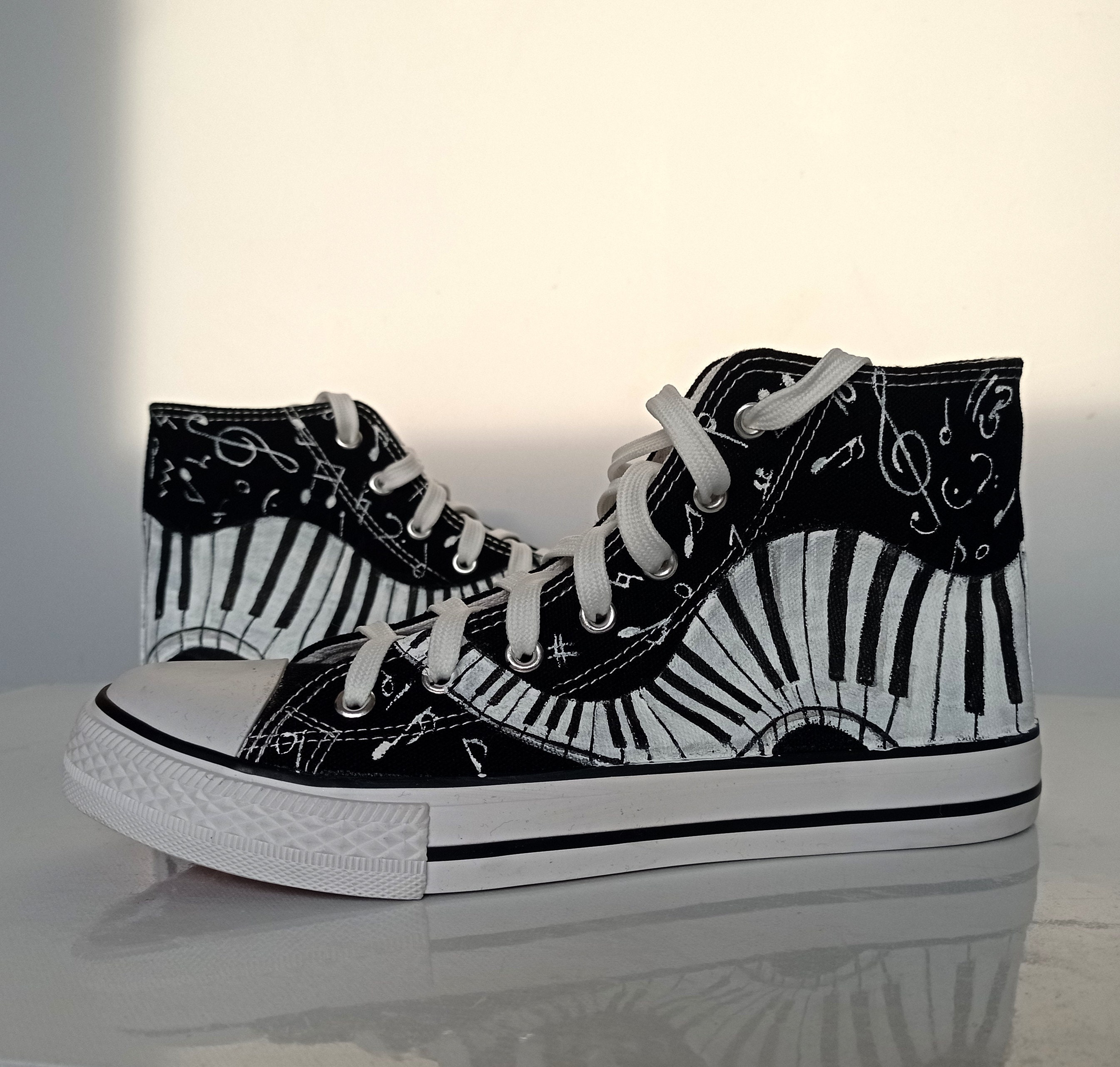 Custom Music Notes Shoes, Hand Painted Piano Shoes - Etsy UK