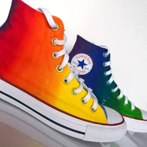 Custom Hand Painted Rainbow Shoes, Rainbow Color Sneakers - Etsy