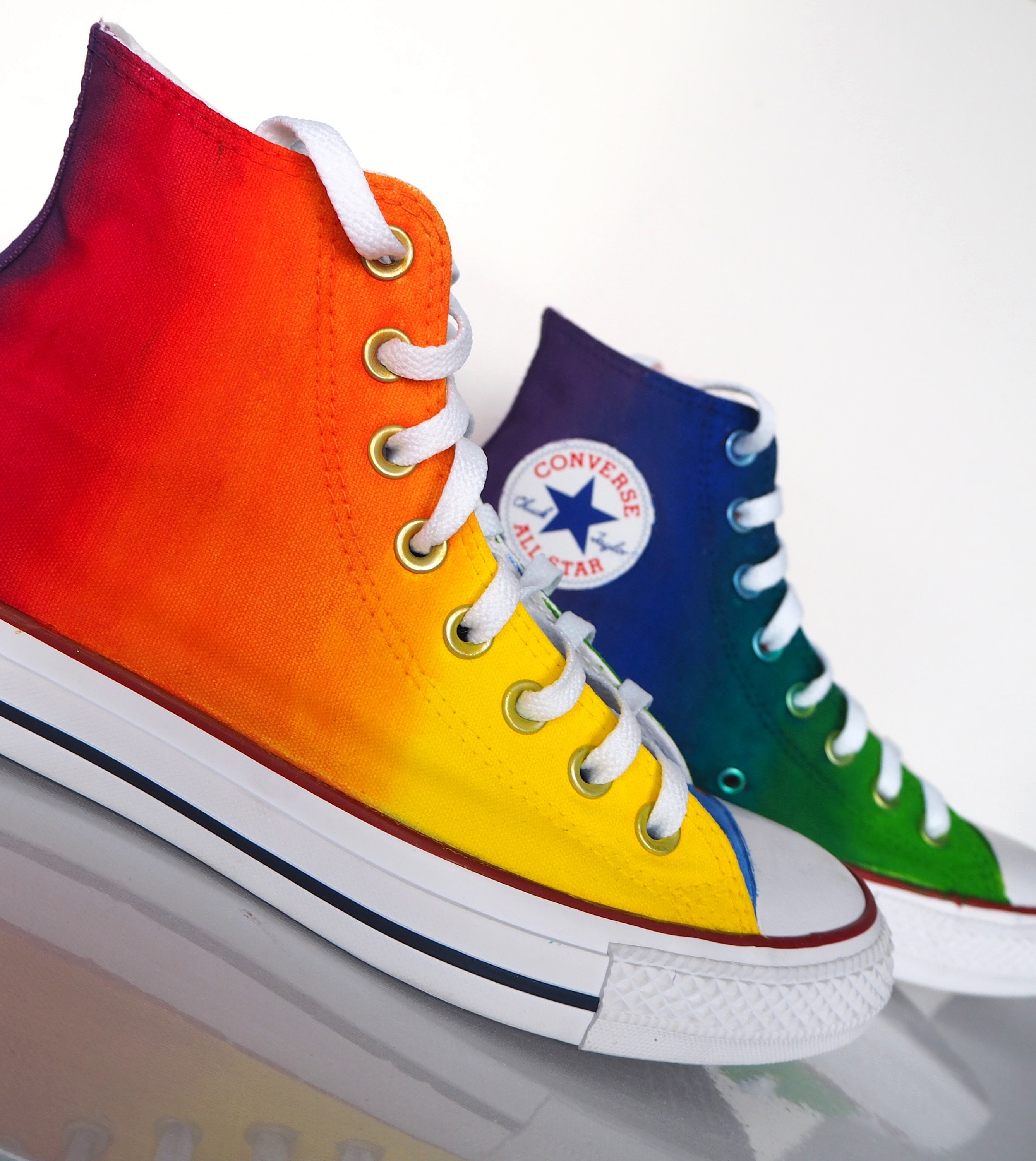 Custom Hand Painted Rainbow Shoes, Rainbow Color Sneakers - Etsy