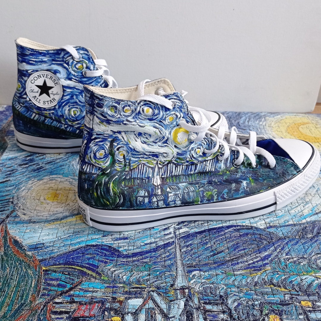 Custom Van Gogh the Starry Night Shoes BOTH SIDES PAINTED, Hand Painted ...