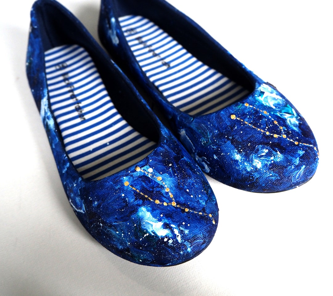 Hand-painted Taurus Zodiac Ballet Flats: Celestial Constellation Shoes ...