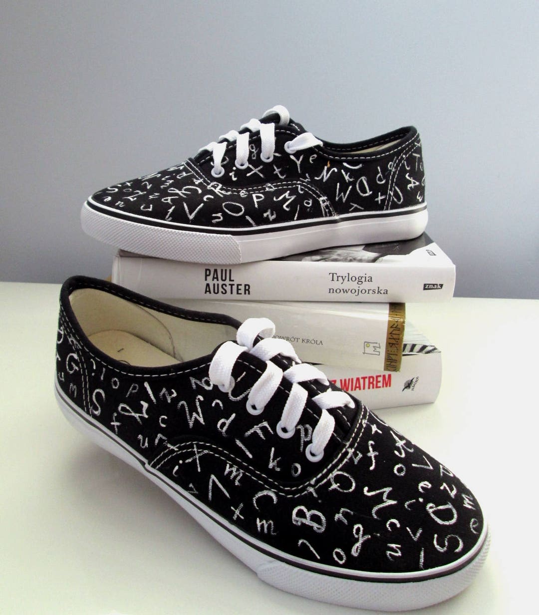 Custom Hand Painted Alphabet Sneakers, Book Lover Shoes, Teacher Shoes ...