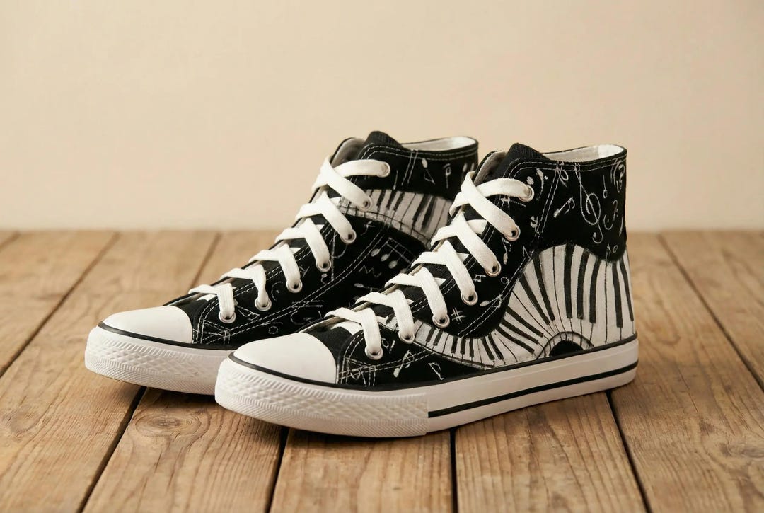 Hand Painted Piano Shoes With Music Notes - Etsy