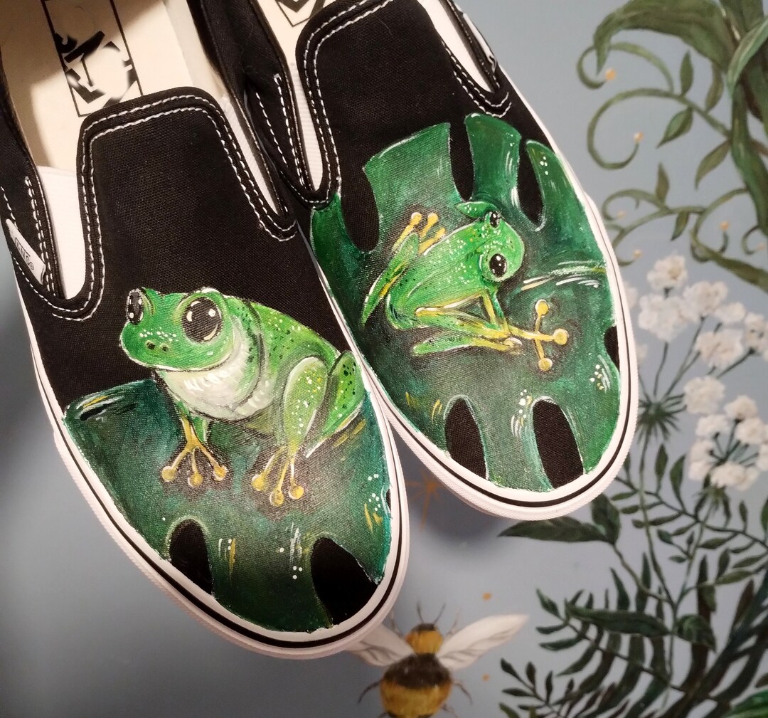 Custom Hand-painted Frog Slip-on Shoes: Animal Lover Gift - Etsy