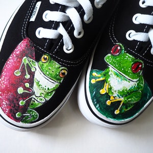 Hand-painted Frog Sneakers, Nature Inspired Canvas Shoes, Animal Lover ...