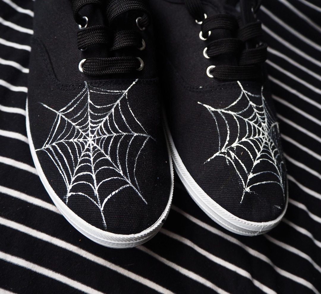 Custom Spiderweb Sneakers: Hand-painted Glow in the Dark Gothic Shoes ...