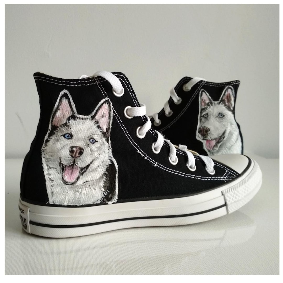 Hand Painted Husky Shoes, Custom Dog Mom Shoes Gift, Custom Dog ...