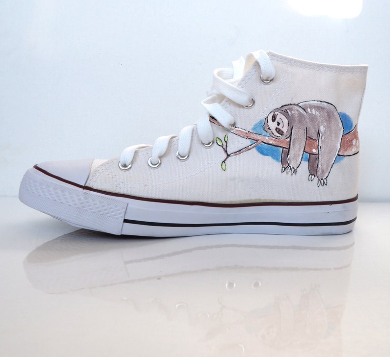 Custom Hand Painted Sloth Shoes Cute Sloth Sneakers Spirit - Etsy