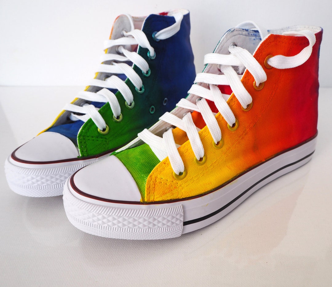 Custom Hand Painted Rainbow Shoes, Rainbow Sneakers - Etsy
