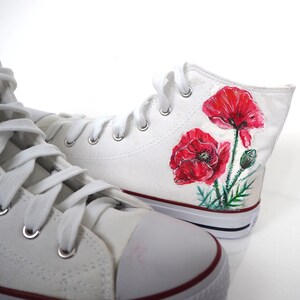 Custom Poppy Flower Shoes, Hand Painted Red Poppies Floral Shoes - Etsy