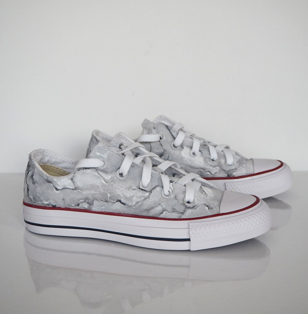 Custom Hand-painted Grey Marble Canvas Shoes - Etsy