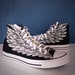 Hand-painted Black Angel Wings Shoes: Custom Feather Sneakers, Guardian ...