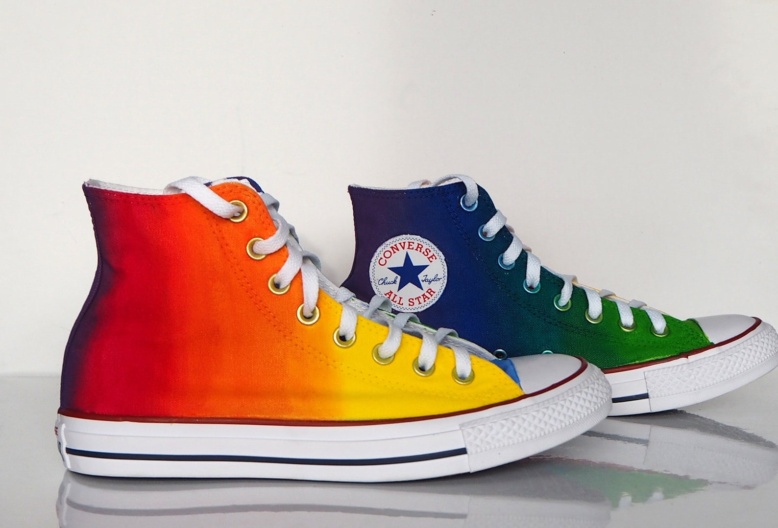 Custom Hand Painted Rainbow Shoes, Rainbow Color Sneakers - Etsy