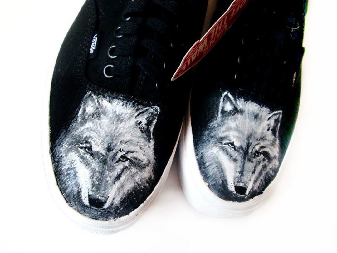Hand-painted Wolf Shoes: Animal Spirit Canvas Shoes - Etsy