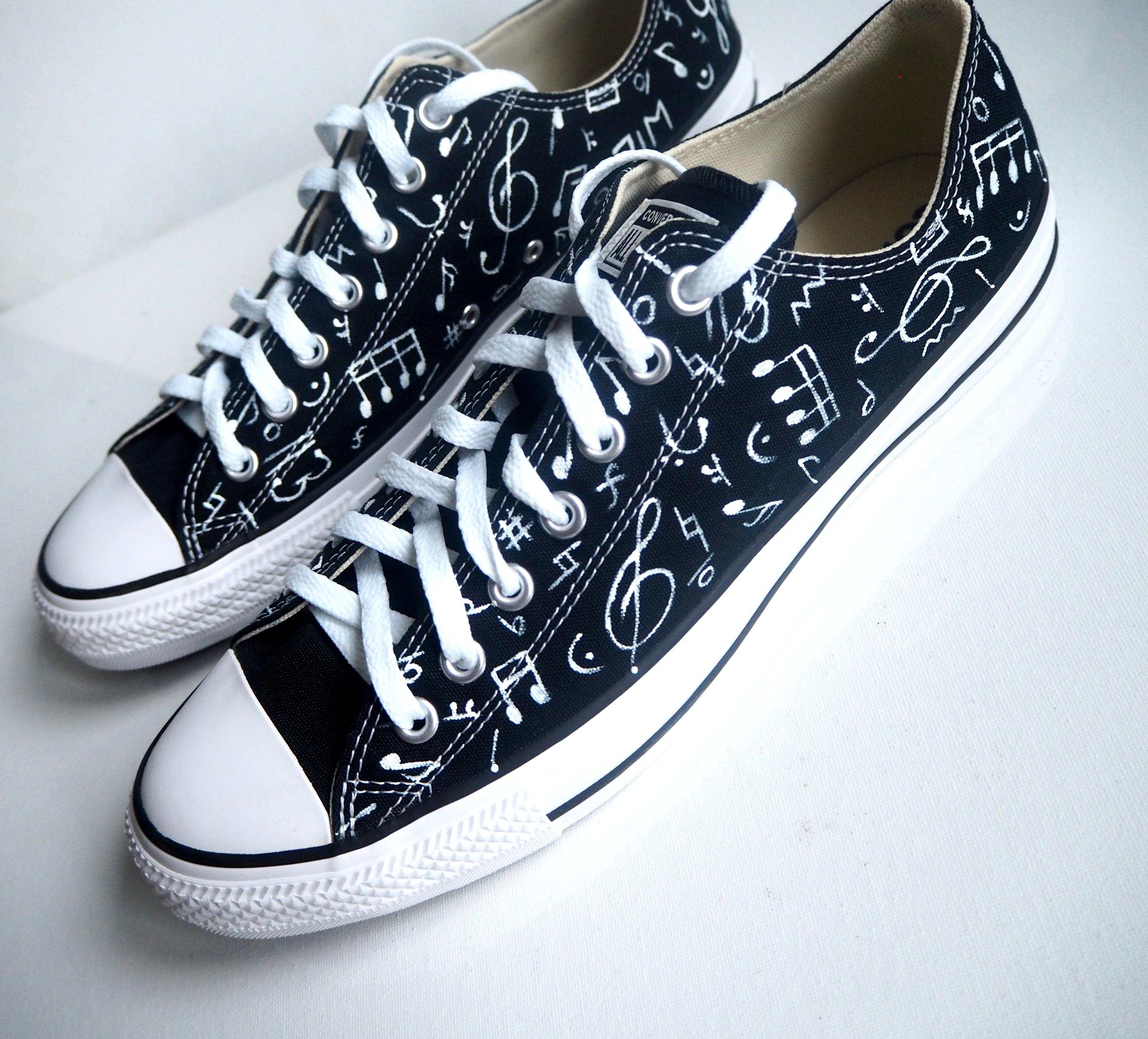 Custom Hand Painted Music Notes Shoes, Piano Shoes, Pianist Gift ...