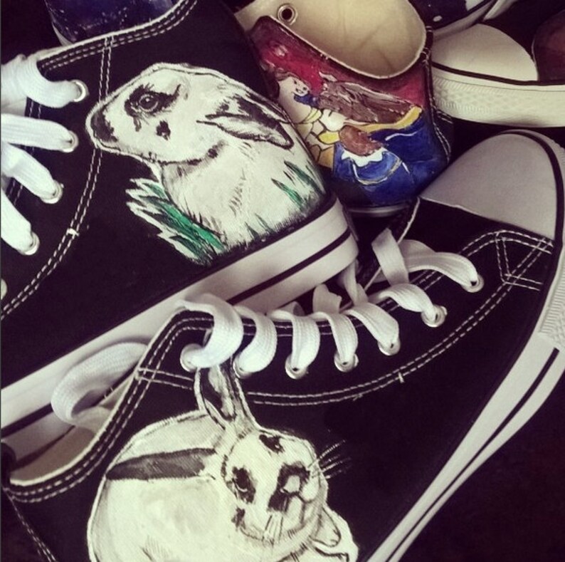 Hand-painted Rabbit Sneakers: Custom Bunny Shoes for Animal Lovers ...