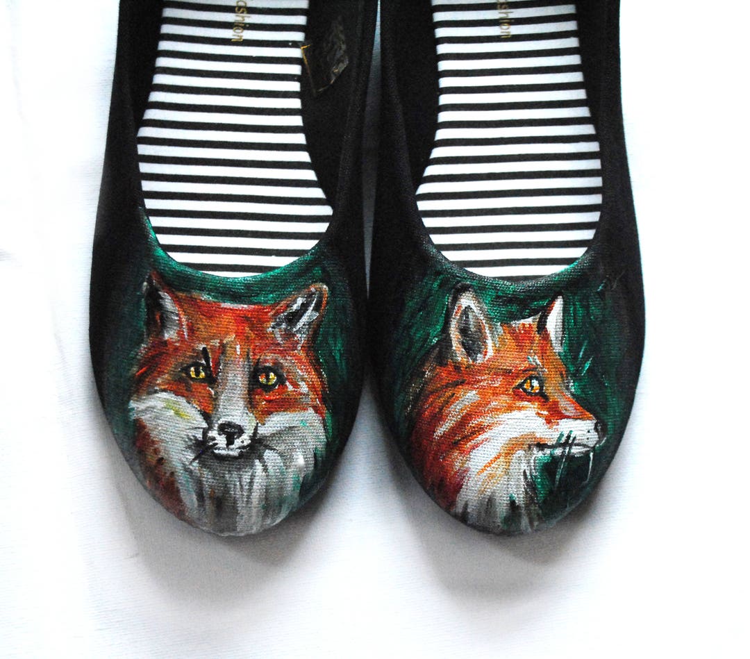Hand-painted Fox Ballet Flats: Vegan Woodland Shoes - Etsy