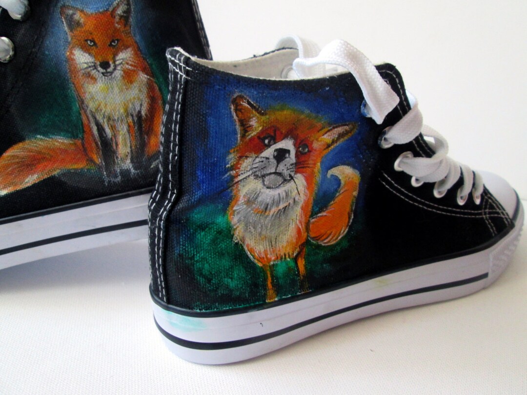 Hand Painted Fox Shoes – Custom Nature Gift - Etsy UK