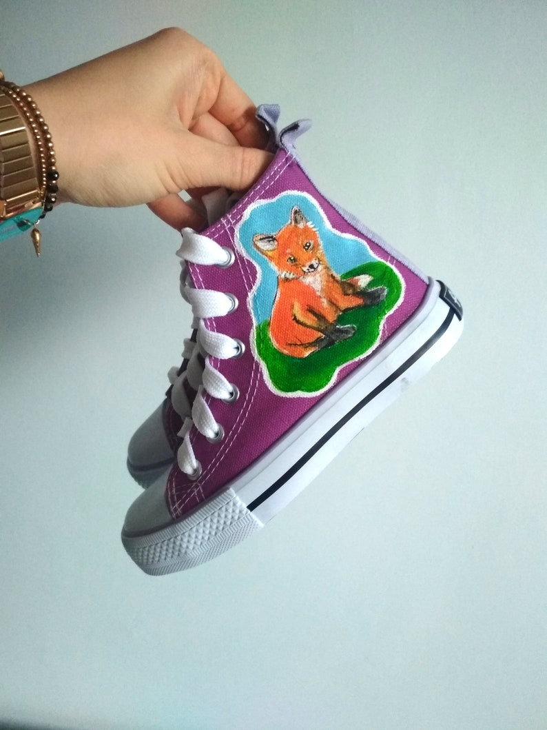 Fox Shoes Custom Cute Fox Sneakers Kids Fox - Etsy Sweden