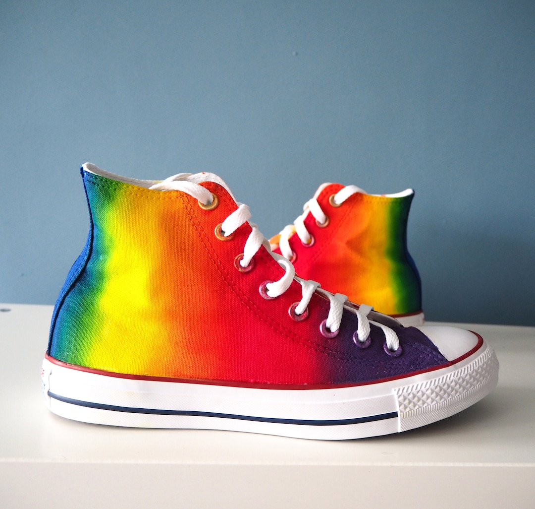 Hand Painted Rainbow Sneakers: Custom Pride Shoes - Etsy