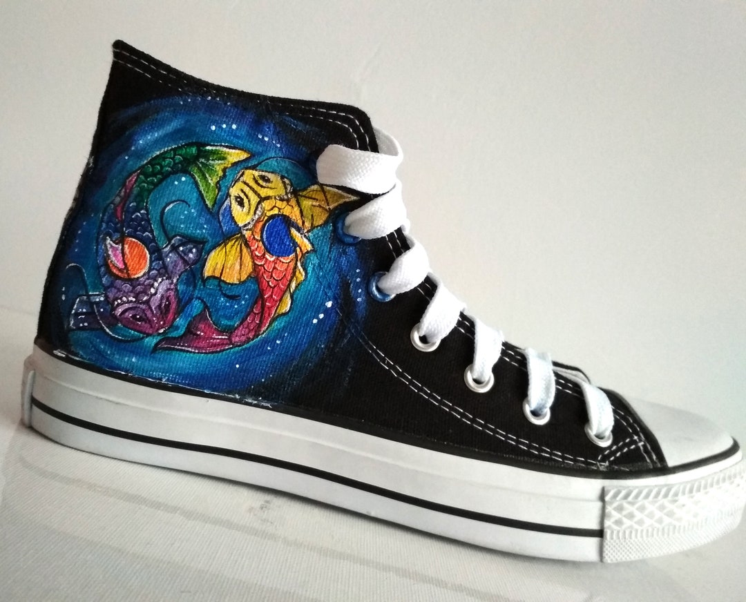 Hand Painted Koi Fish Shoes, Personalized Yin Yang Shoes - Etsy