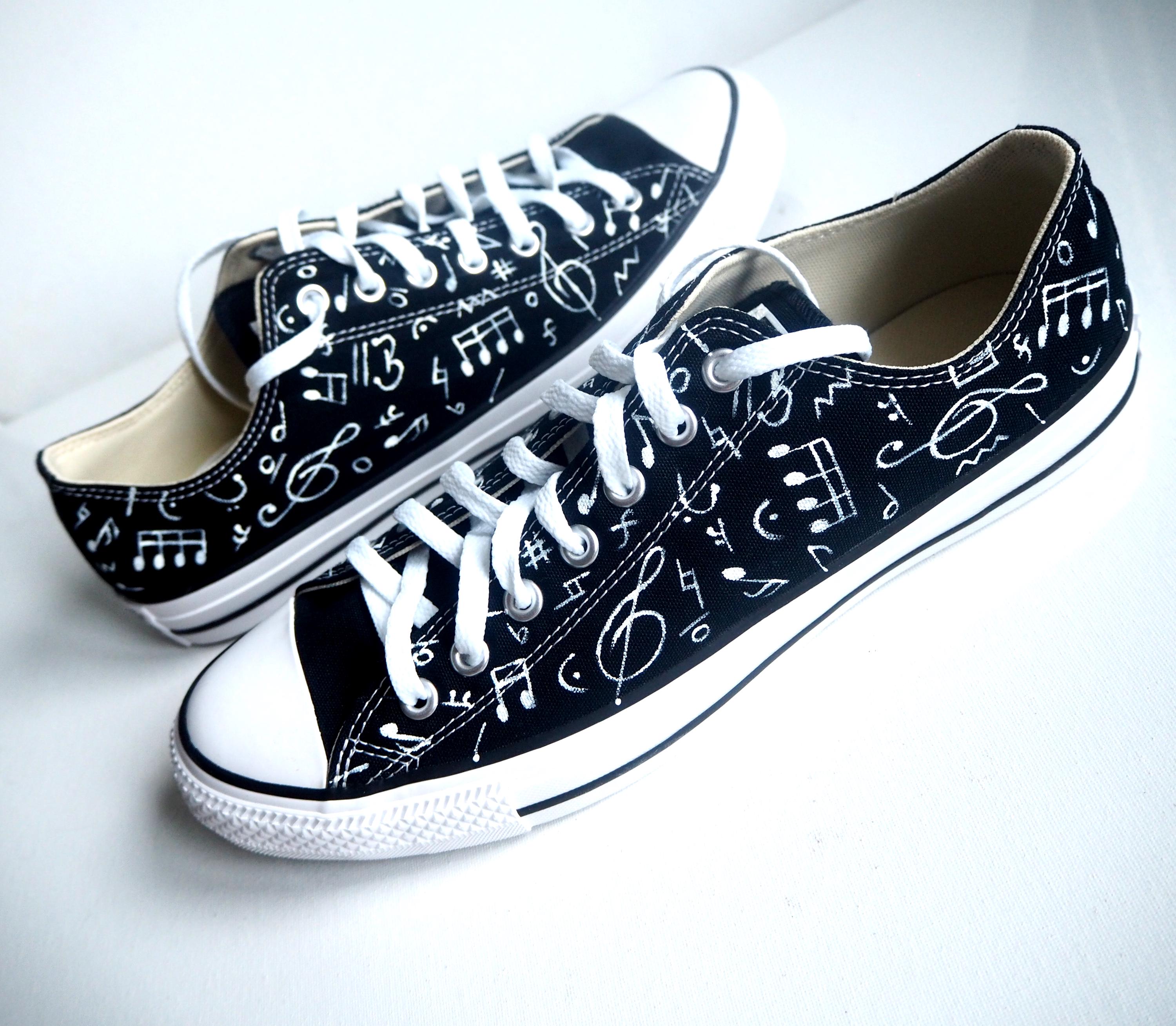 Custom Hand Painted Music Notes Shoes, Piano Shoes, Pianist Gift ...