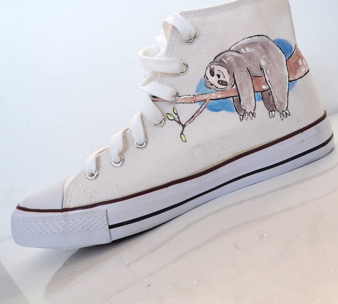 Custom Hand Painted Sloth Shoes Cute Sloth Sneakers Spirit - Etsy