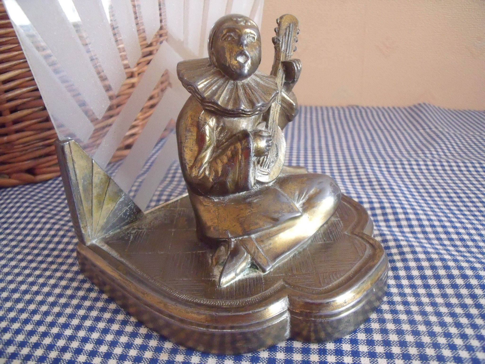 Rare... Pierrot Musician Statue , Art Deco ; Made in France . Commedia ...